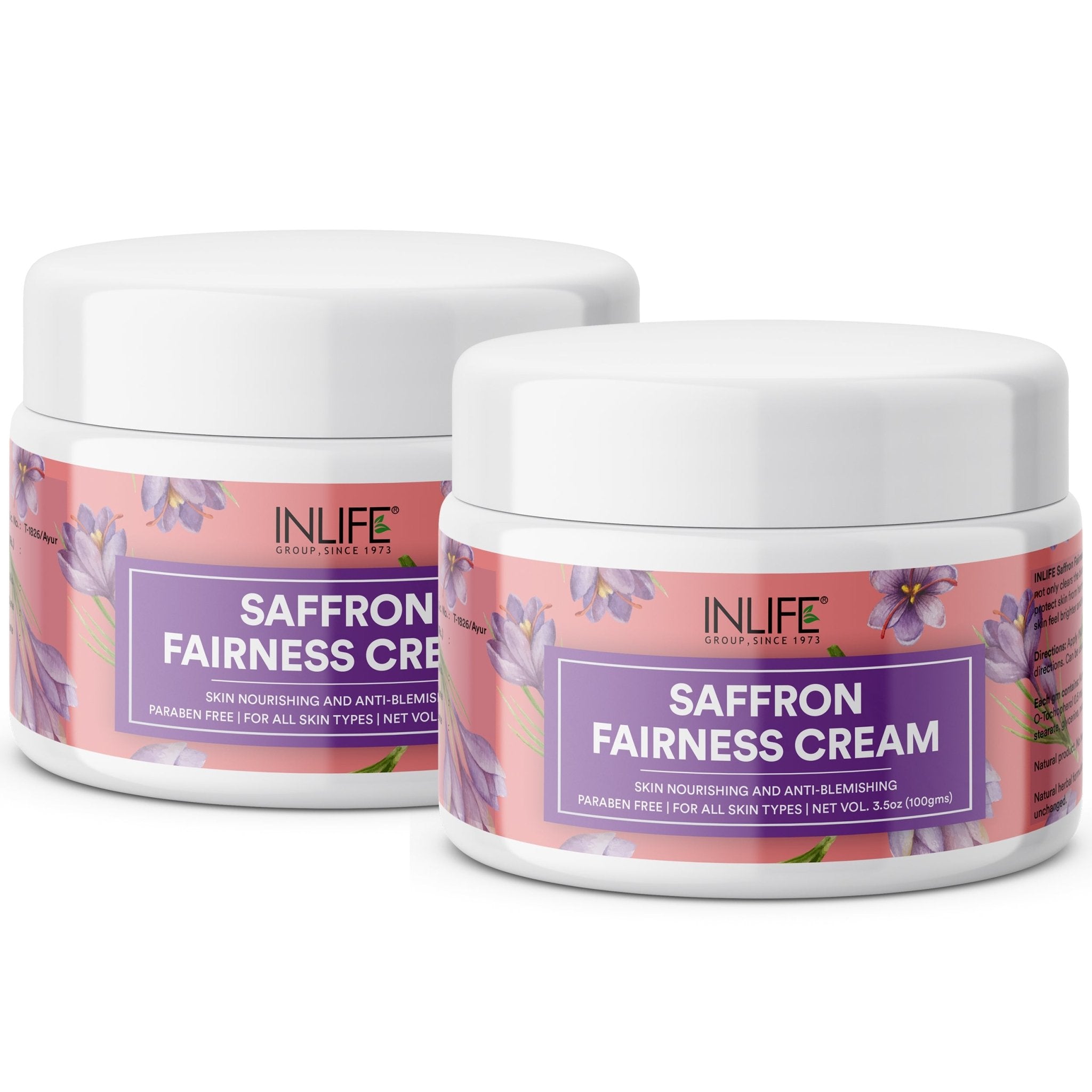 INLIFE Natural Saffron Cream for Blemishes Dark Circles & Spots, 100g ...